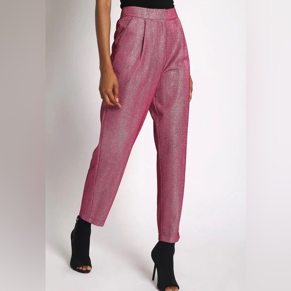 Luxxel | Pants & Jumpsuits | Luxxel Rose Gold Metallic Glitter High ...